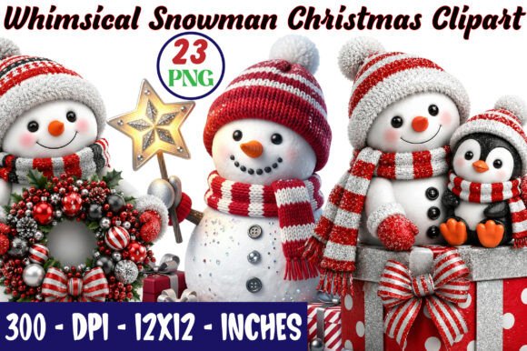 Whimsical Snowman Christmas Clipart Graphic by TshirtMaster · Creative ...