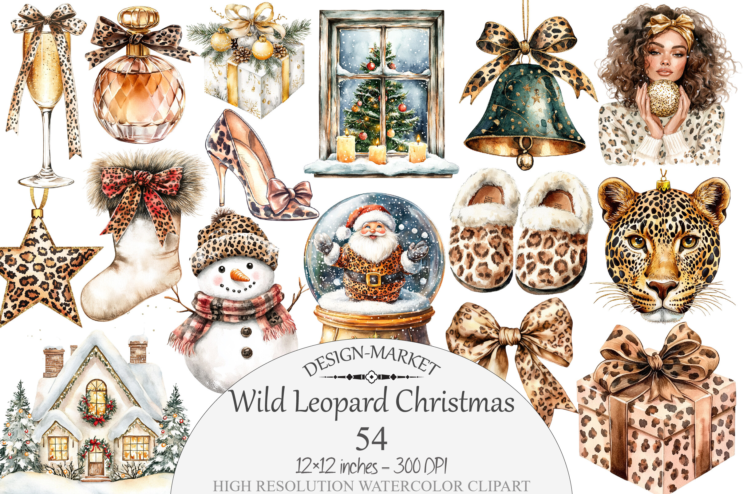 Wild Leopard Christmas Clipart Graphic by Design Market · Creative Fabrica