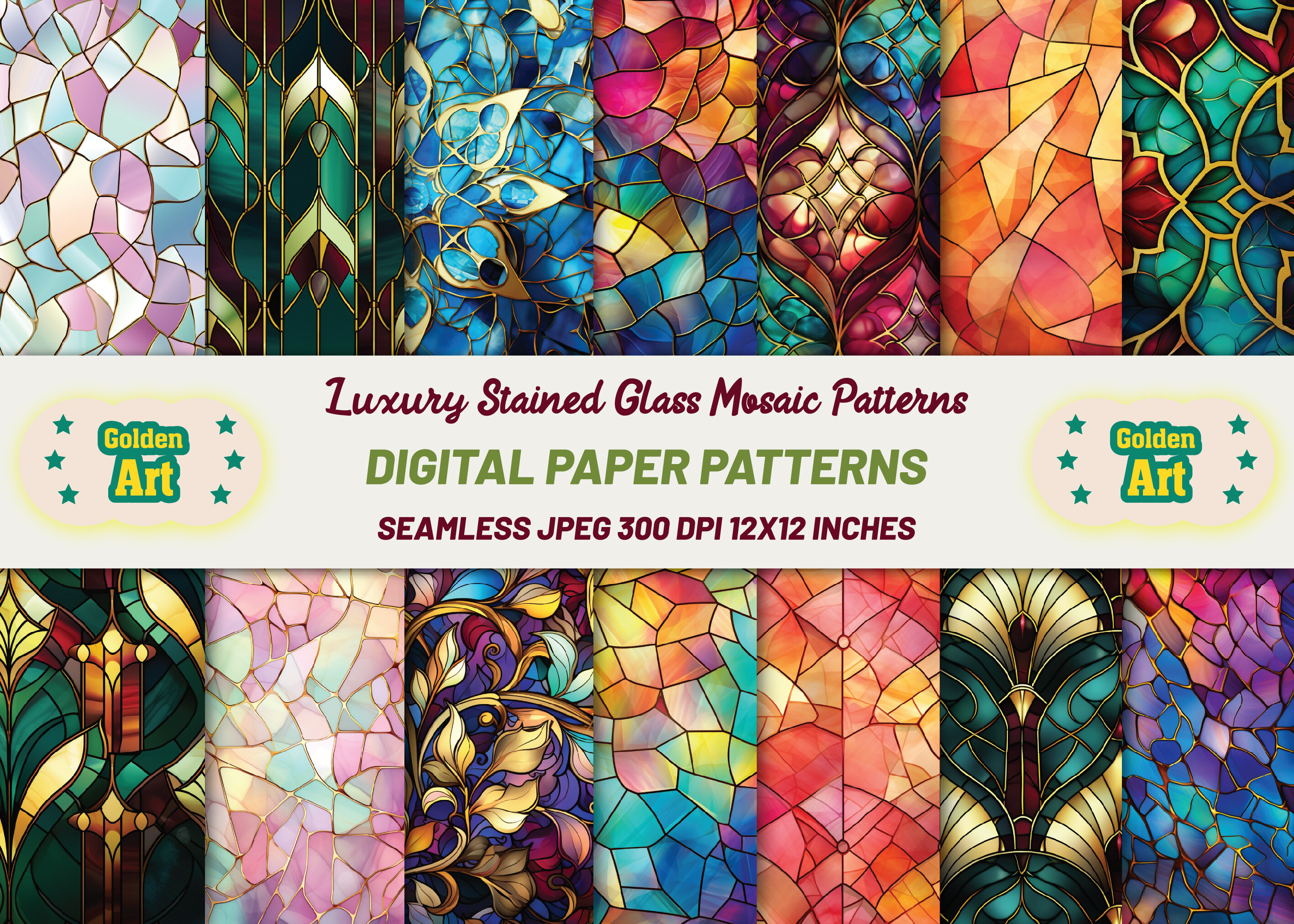 20 Luxury Stained Glass Mosaic Patterns Graphic by GoLdeN ArT ...