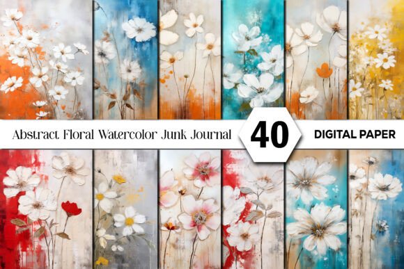 Abstract Floral Watercolor Junk Journal Graphic by Design Studio 45 ...