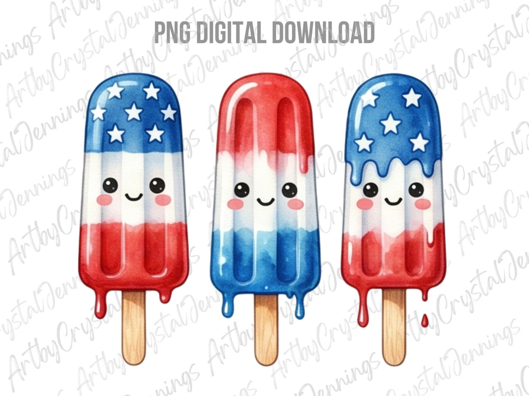 American Patriotic Popsicle Clipart PNG Graphic by ArtbyCrystalJennings ...