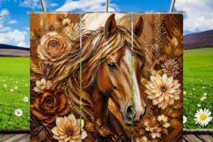 Beautiful Floral Horse Portrait Tumbler Graphic by Digital Duck ...
