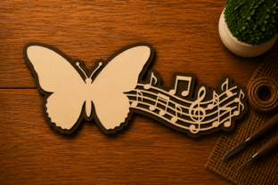 Butterfly Music Notes Design Laser Cut S · Creative Fabrica