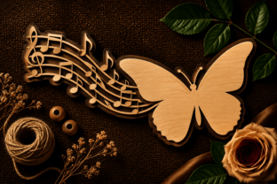 Butterfly Music Notes Wall Art Laser Cut · Creative Fabrica