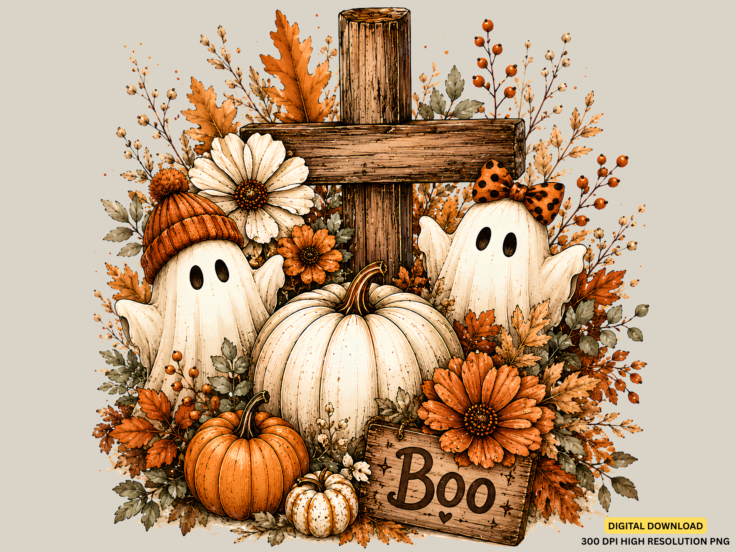 Christian Fall Ghost Pumpkin Cross PNG Graphic by SvgCuttingShop ...