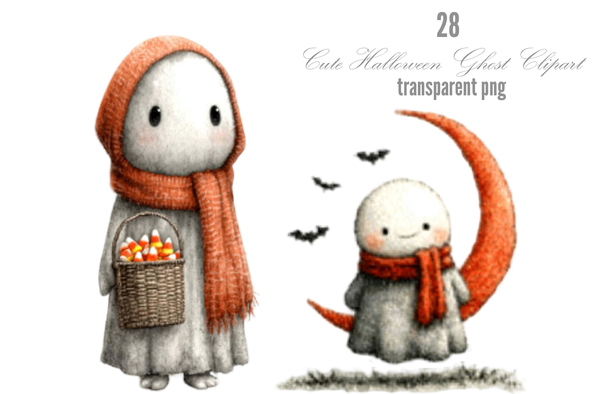 Cute Halloween Ghost PNG Clipart Graphic by king store · Creative Fabrica