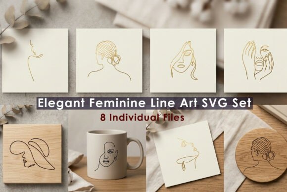 Elegant Feminine Line Art SVG Set Graphic by subujayd · Creative Fabrica