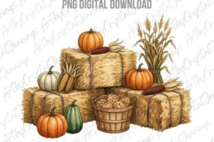 Fall Harvest Hay Bale Clipart PNG Graphic by ArtbyCrystalJennings ...