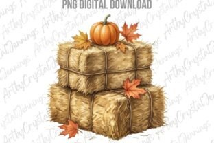 Fall Hay Bales Pumpkin Clipart PNG Graphic by ArtbyCrystalJennings ...