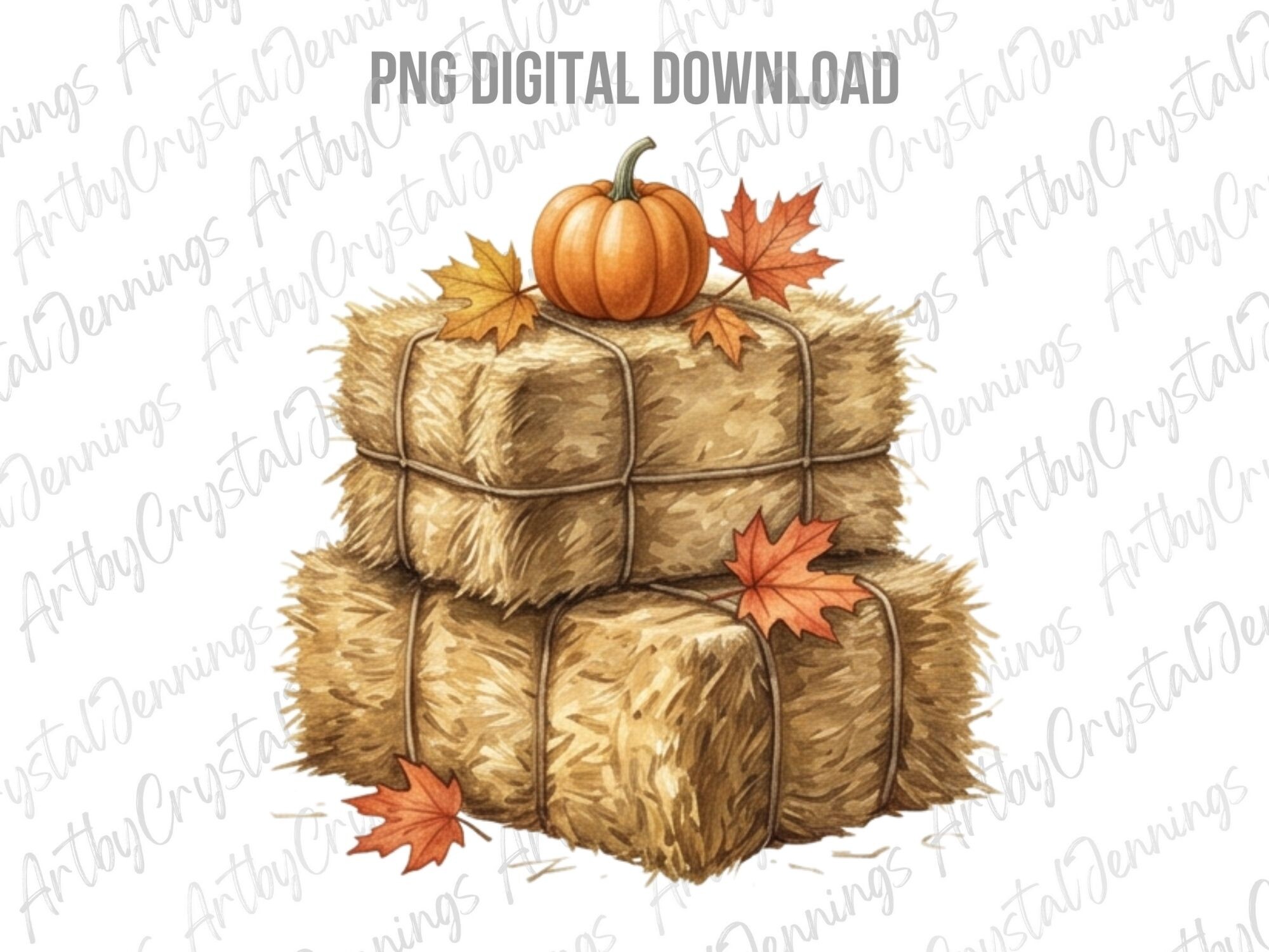 Fall Hay Bales Pumpkin Clipart PNG Graphic by ArtbyCrystalJennings ...