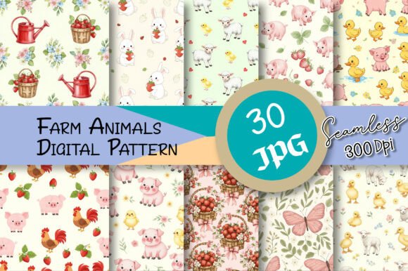 Farm Animals Seamless Digital Pattern Graphic by T.D. House · Creative ...