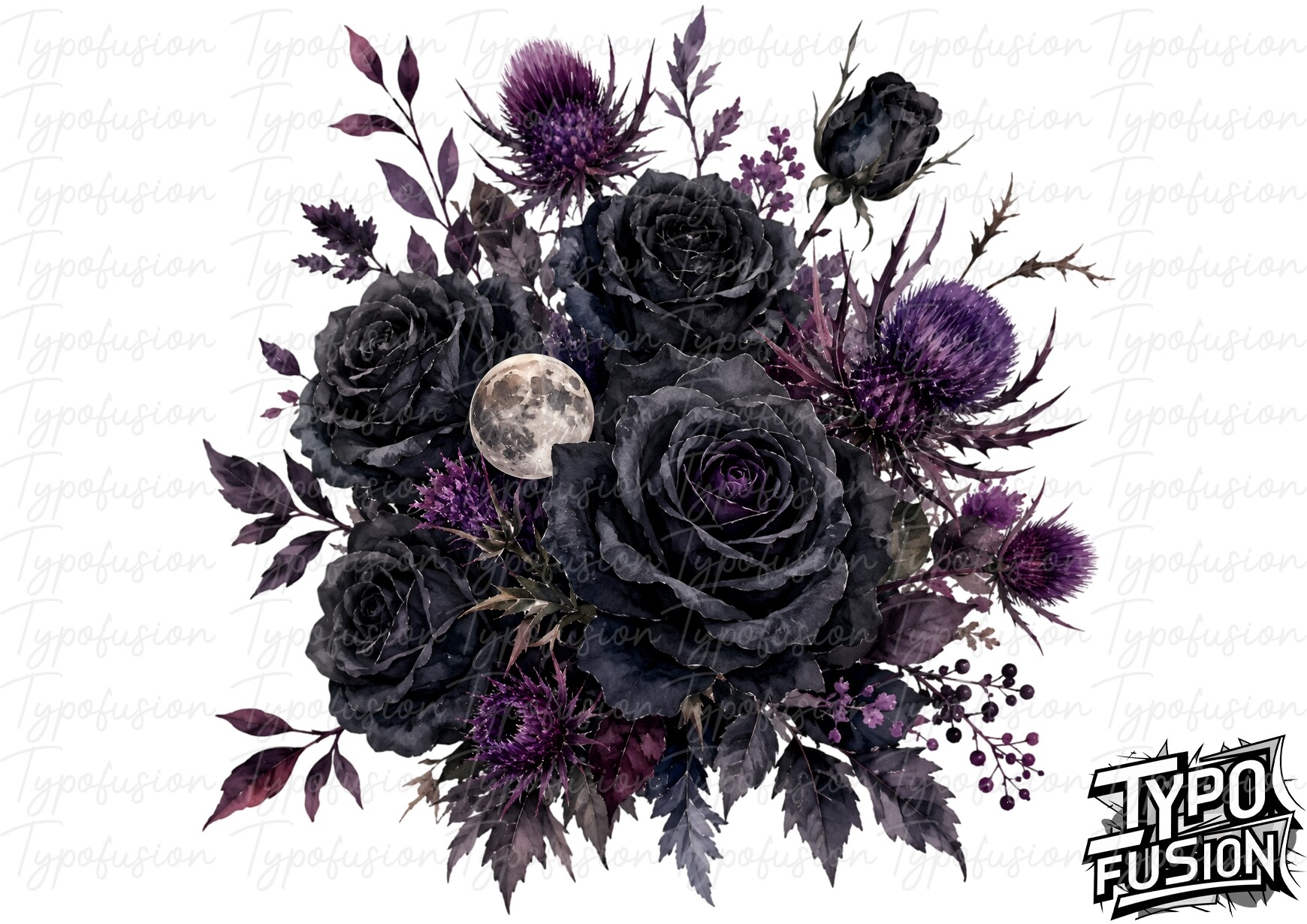 Gothic Rose Bouquet Floral PNG Graphic by typofusion · Creative Fabrica