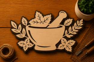 Herbal Mortar and Pestle Decor Laser Cut · Creative Fabrica