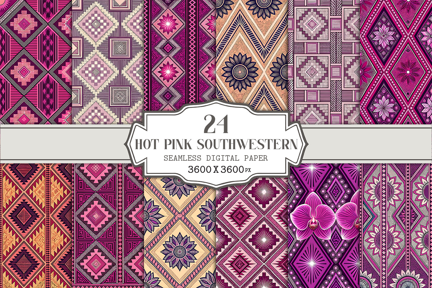 Hot Pink Southwestern Seamless Pattern Graphic by Vectornest12 ...