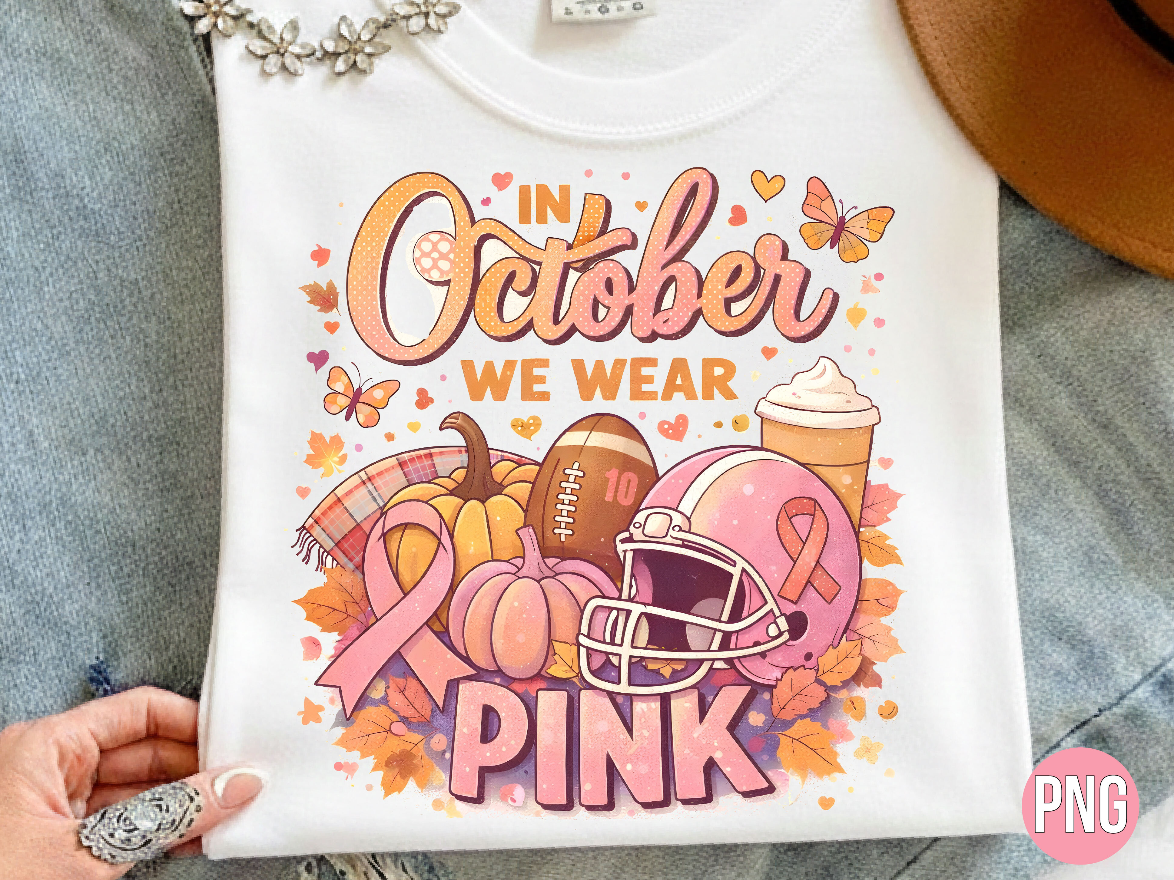 In October We Wear Pink PNG T-SHIRT Graphic by MOON CREATION · Creative ...