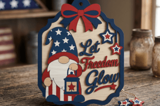 Let Freedom Glow Gnome Door Sign USA SVG · Creative Fabrica