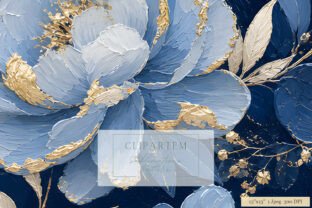 Navy Blue Gold Peony Floral Pattern Graphic by clipArtem · Creative Fabrica