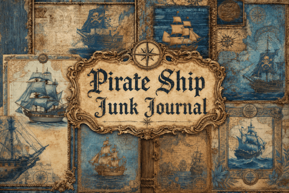 Pirate Ship Junk Journal Graphic by Pro Designer Team · Creative Fabrica