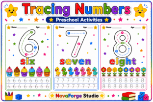 Preschool Numbers 6-7-8 Worksheets Graphic by NovaForge Studio ...