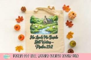 Psalm 23:2 Still Waters Church Scene PNG Graphic by DigitalArtGood ...