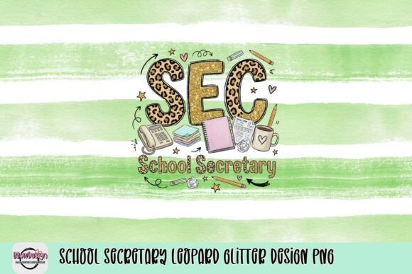 School Secretary Leopard Glitter Design PNG Graphic by BbowDesign ...