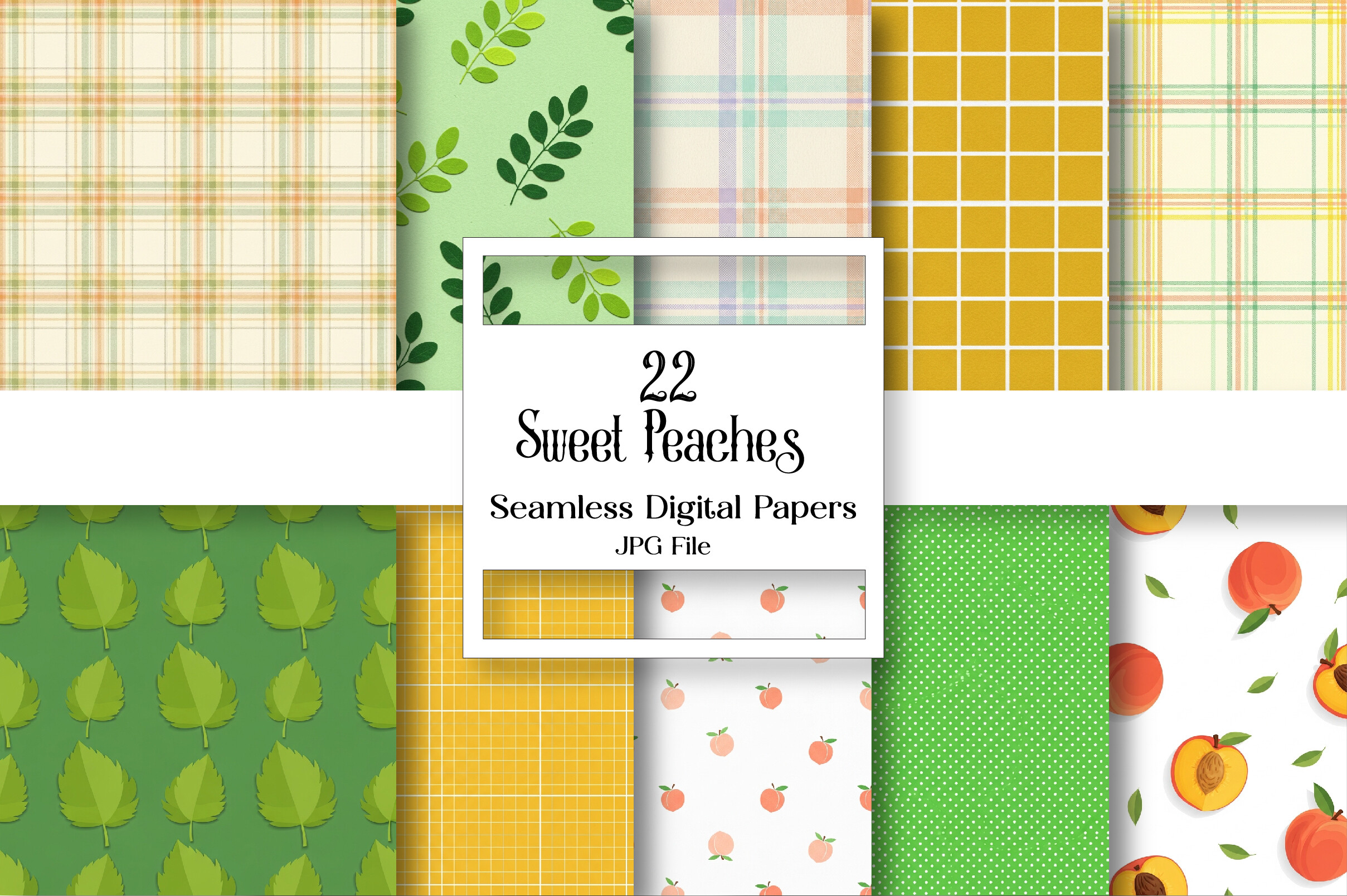 Sweet Peaches Seamless Patterns Graphic by Vintage · Creative Fabrica
