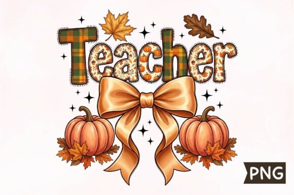 Teacher Fall Pumpkin Bow Sublimation Graphic by Artful Aura Studio ...