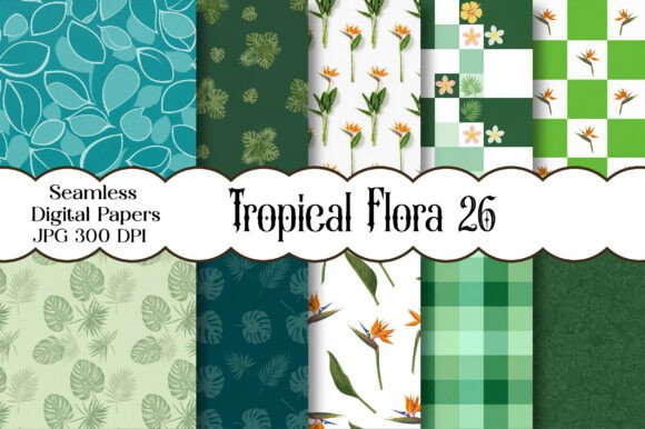 Tropical Flora Seamless Patterns Graphic by Designstock · Creative Fabrica