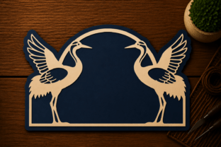 Twin Heron Bird Frame Laser Cut SVG File · Creative Fabrica
