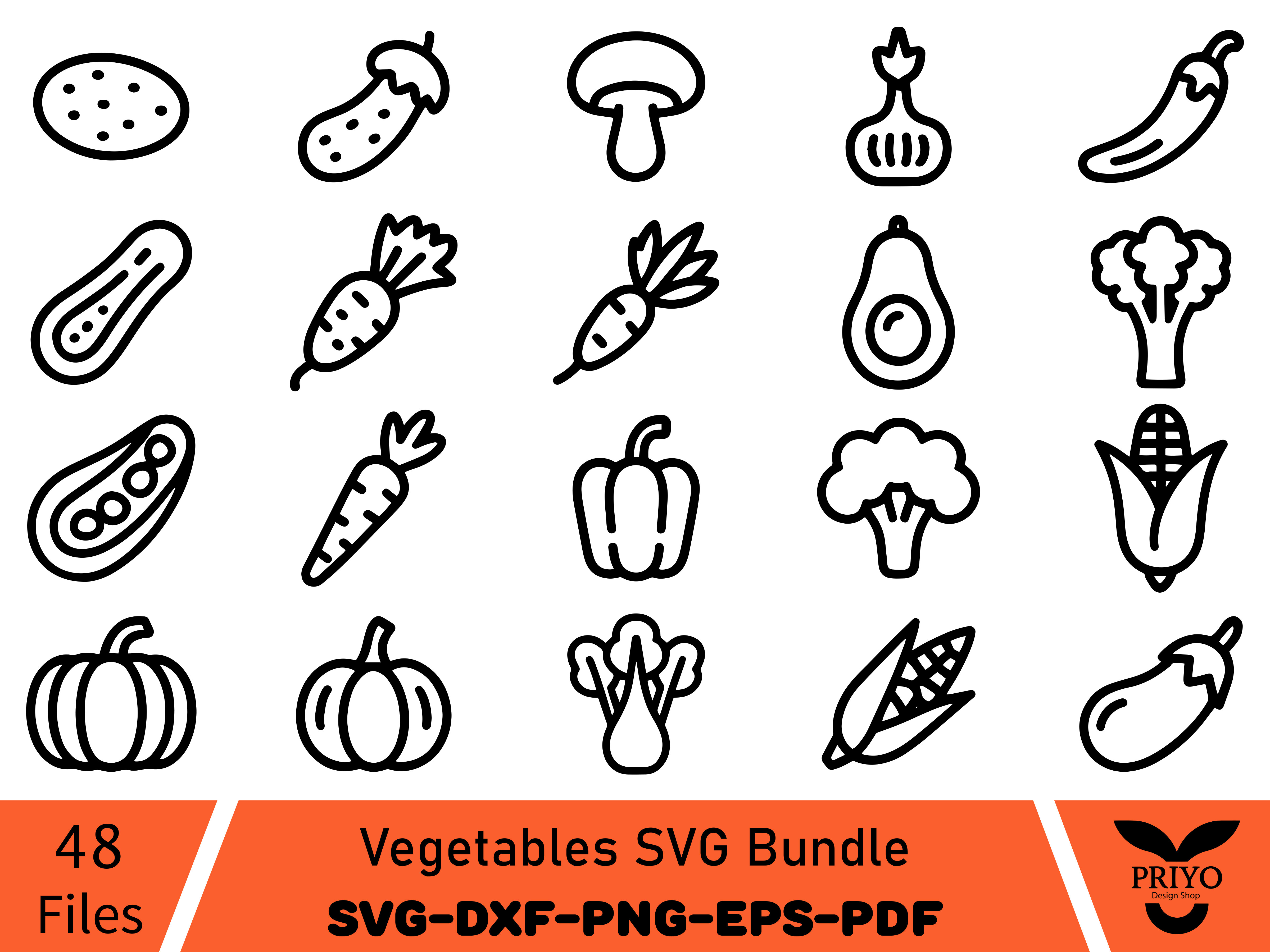 Vegetables SVG Bundle, Vegetable SVG Graphic by Priyo Design Shop ...