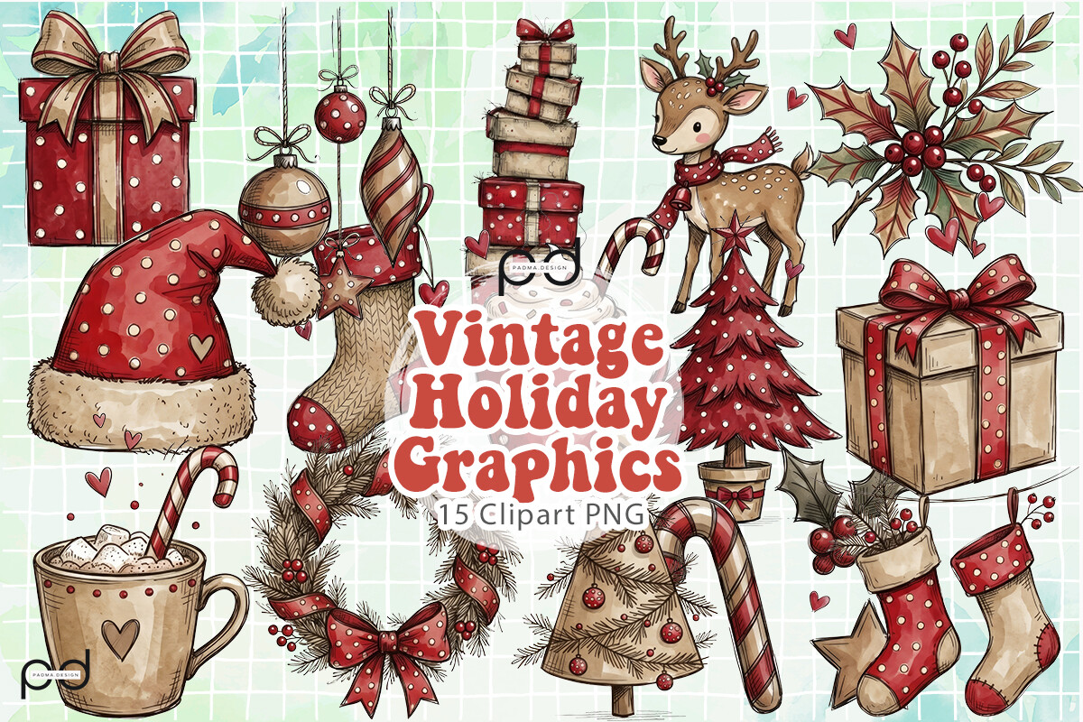 Vintage Holiday Graphics Graphic by Padma.Design · Creative Fabrica