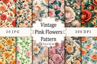 Vintage Pink Flowers Pattern Graphic by KDP TEMPLATES ART · Creative ...