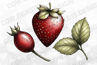 Vintage Strawberry Clipart PNG Graphic by COW.design · Creative Fabrica