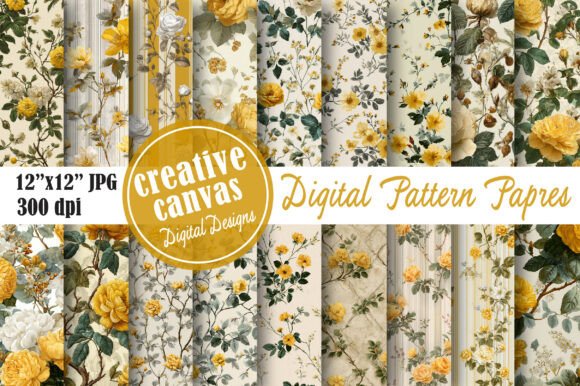 Vintage Yellow Rose Seamless Pattern Graphic by Creative Canvas ...