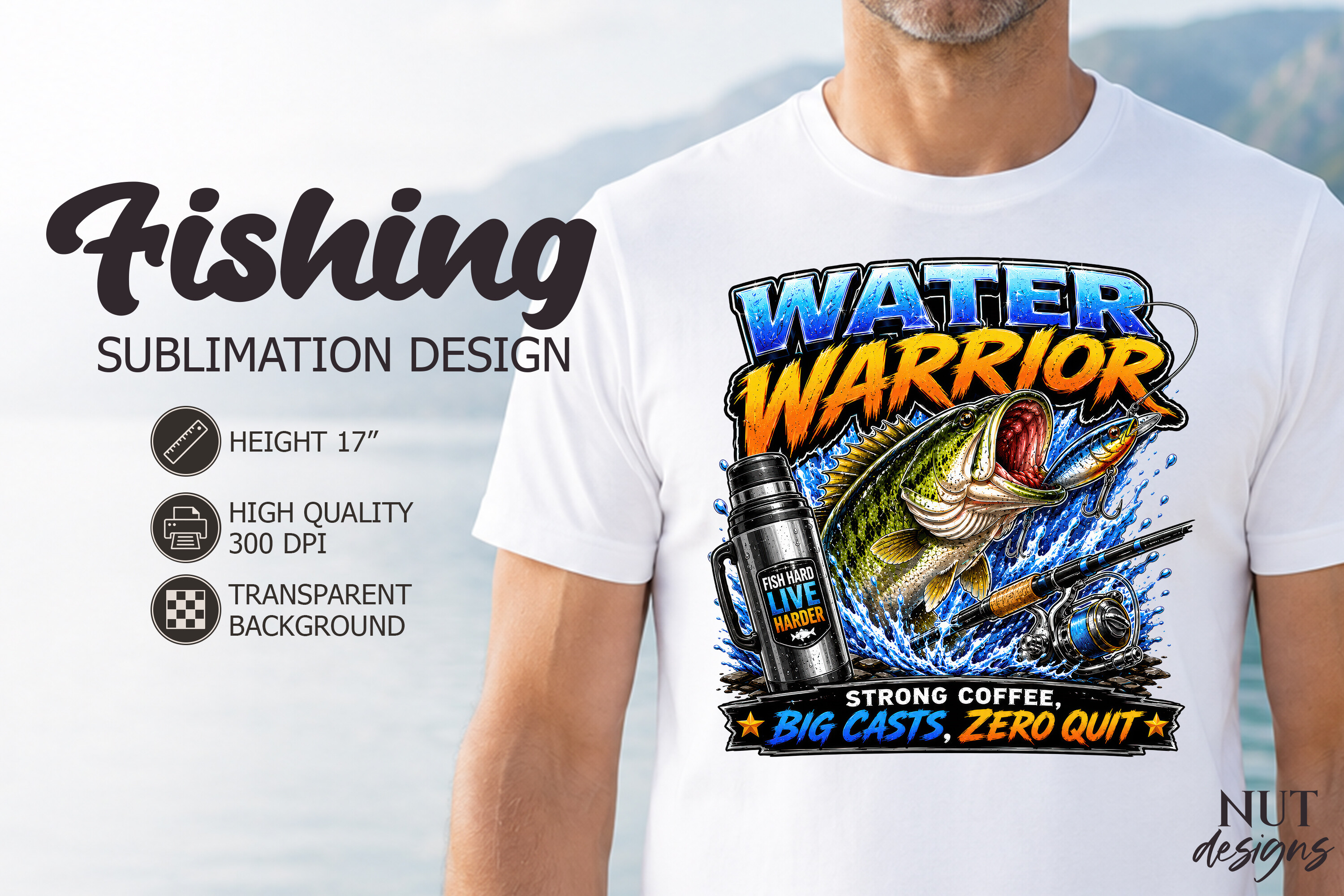 Water Warrior Fishing Design Graphic by natalia.kurtidi · Creative Fabrica