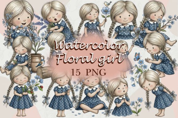 Watercolor Floral Girl PNG Graphic by LL Design · Creative Fabrica