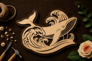 Whale and Ocean Waves Scene Laser Cut SV · Creative Fabrica