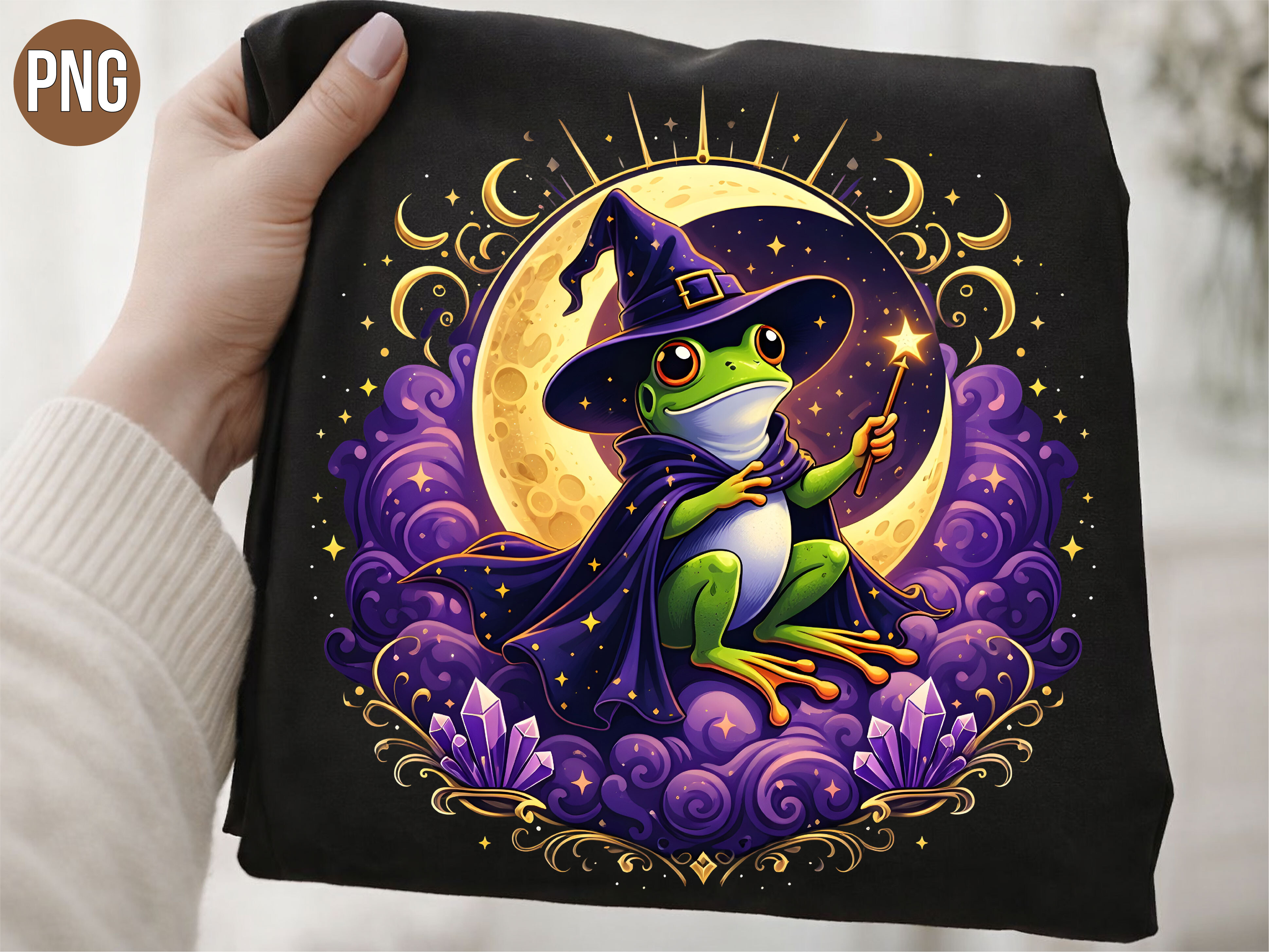 Wizard Frog Witch Halloween Moon PNG Graphic by DIGITAL FOX · Creative ...