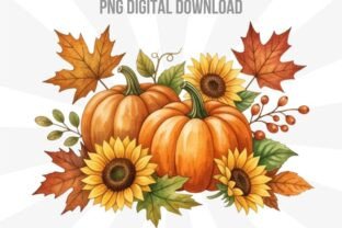 Autumn Pumpkin Sunflower Clipart PNG Graphic by ArtbyCrystalJennings ...