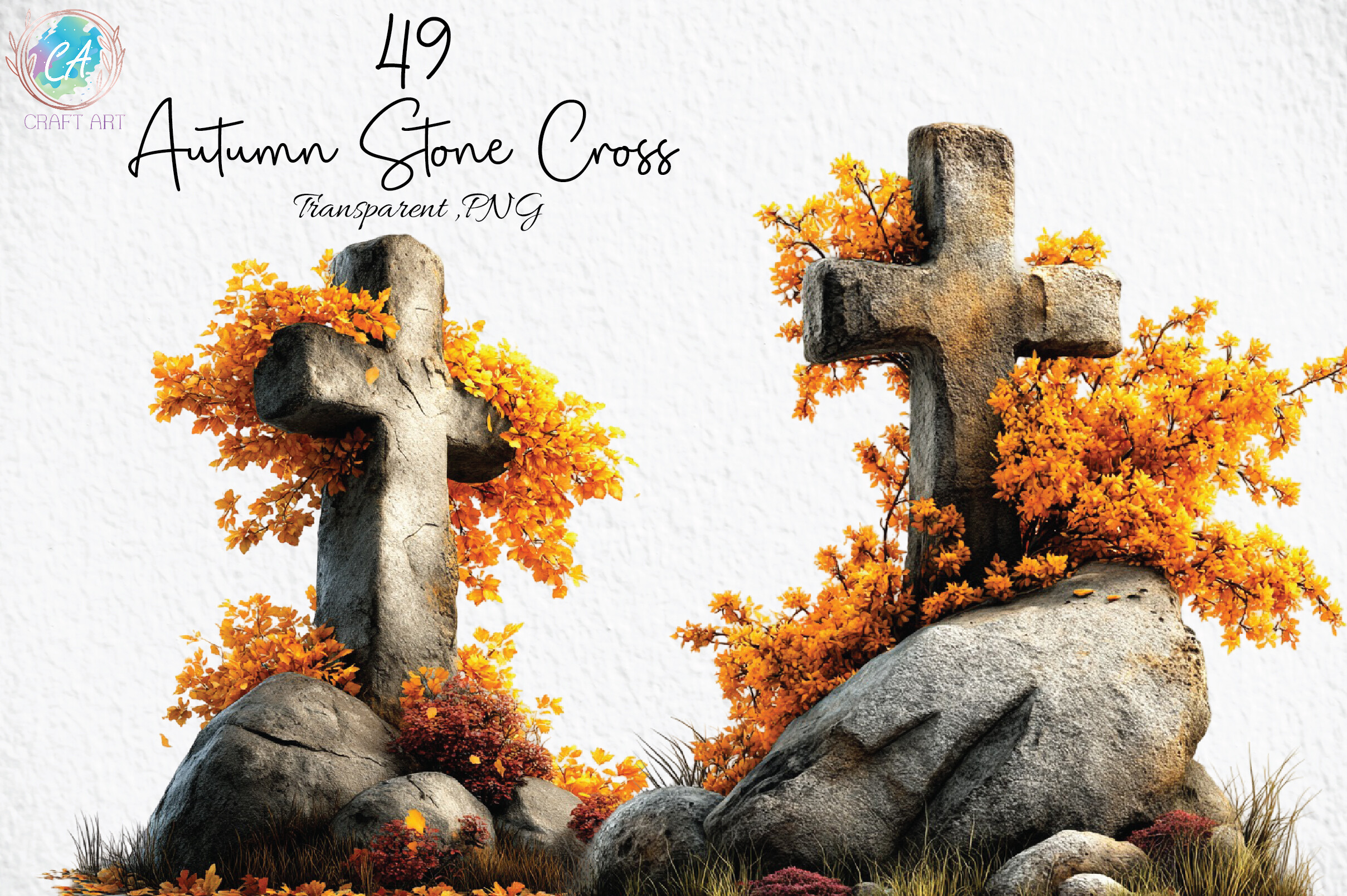 Autumn Stone Cross Clipart PNG Graphic by Craft Art · Creative Fabrica