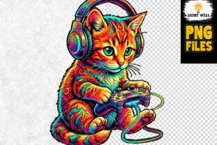Colorful Psychedelic Gaming Cat Clipart Graphic by LightWell · Creative ...