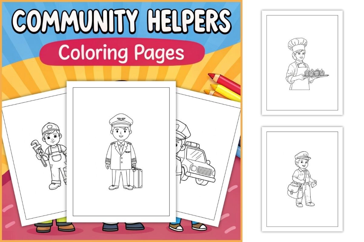 Community Helpers Coloring Pages Graphic by TheStudyKits · Creative Fabrica