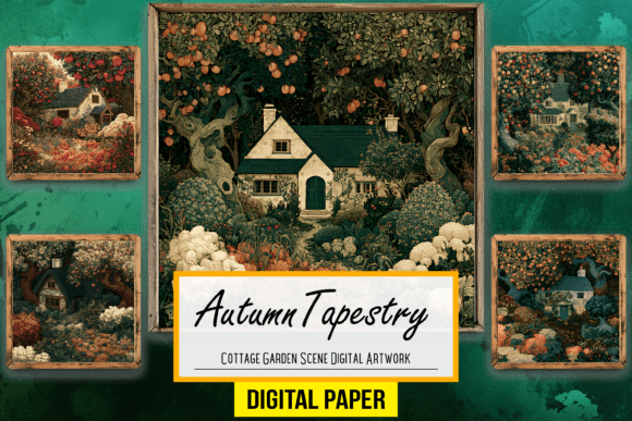 Cottage Garden Scene Digital Artwork PNG Graphic by Canvas Elegance ...