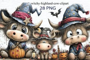 Cute Witchy Highland Cow Clipart PNG Graphic by Sublimation Print ...