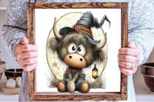 Cute Witchy Highland Cow Clipart PNG Graphic by Sublimation Print ...