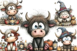 Cute Witchy Highland Cow Clipart PNG Graphic by Sublimation Print ...