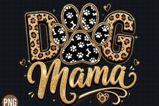 Dog Mama Leopard Paw Print Gold PNG Graphic by LAZY ANT · Creative Fabrica