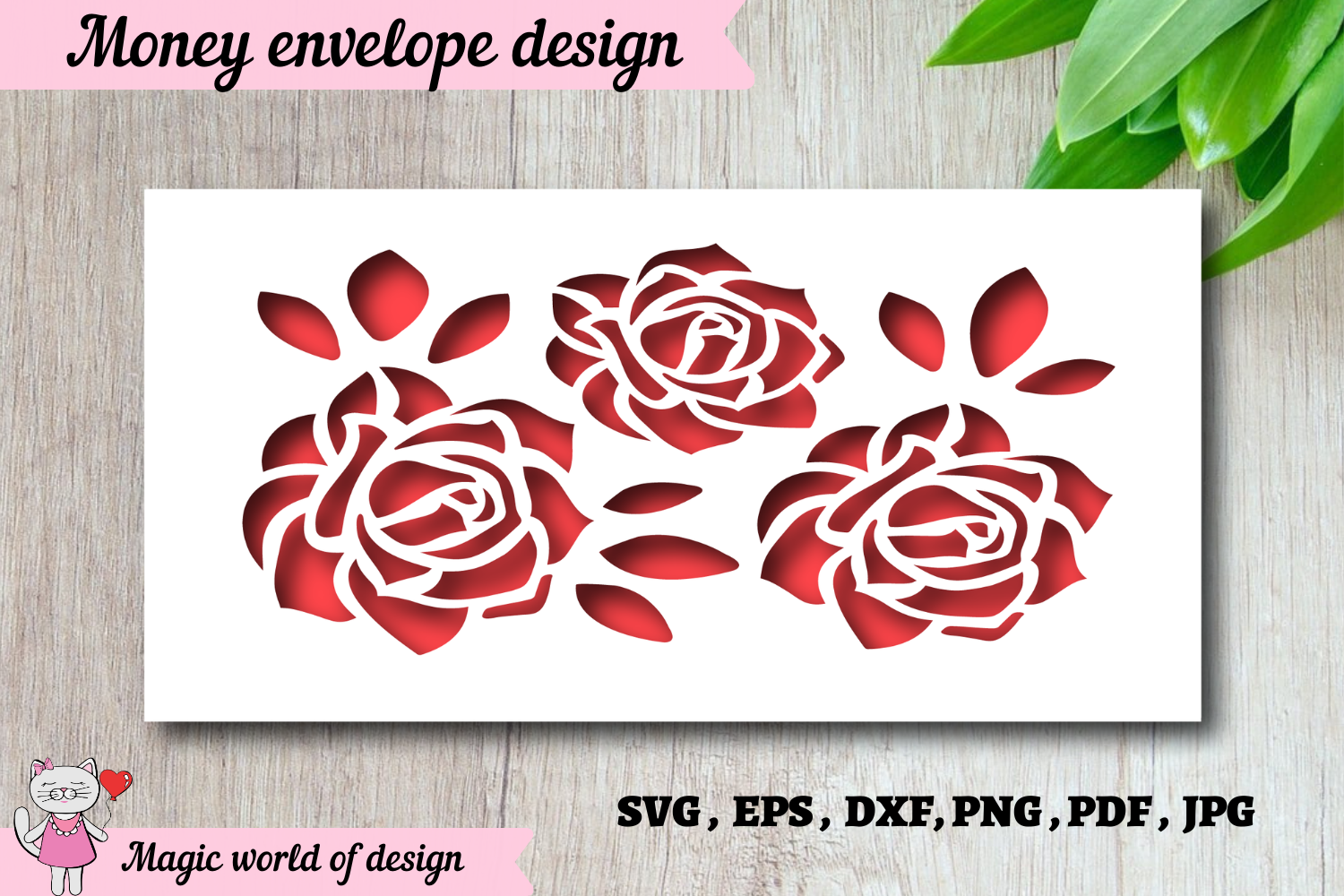 Elegant Rose Design Money Envelope Svg Graphic by Magic world of design ...