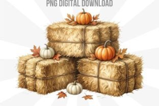Fall Hay Bales and Pumpkins Clipart PNG Graphic by ArtbyCrystalJennings ...