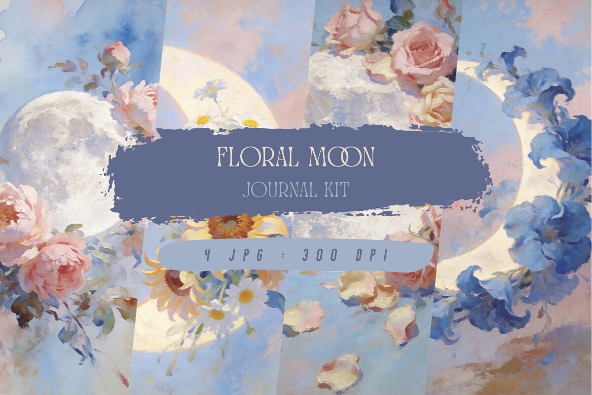 Floral Moon Journal Kit, Wallpaper Graphic by Amaze Digital Corner ...